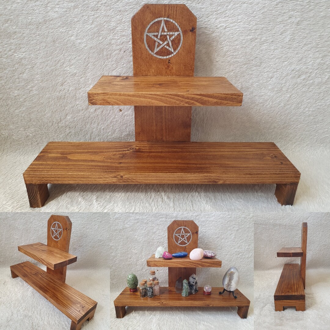 Freestanding Handmade Mini Altar / Crystal Display Shelf With Engraved ...