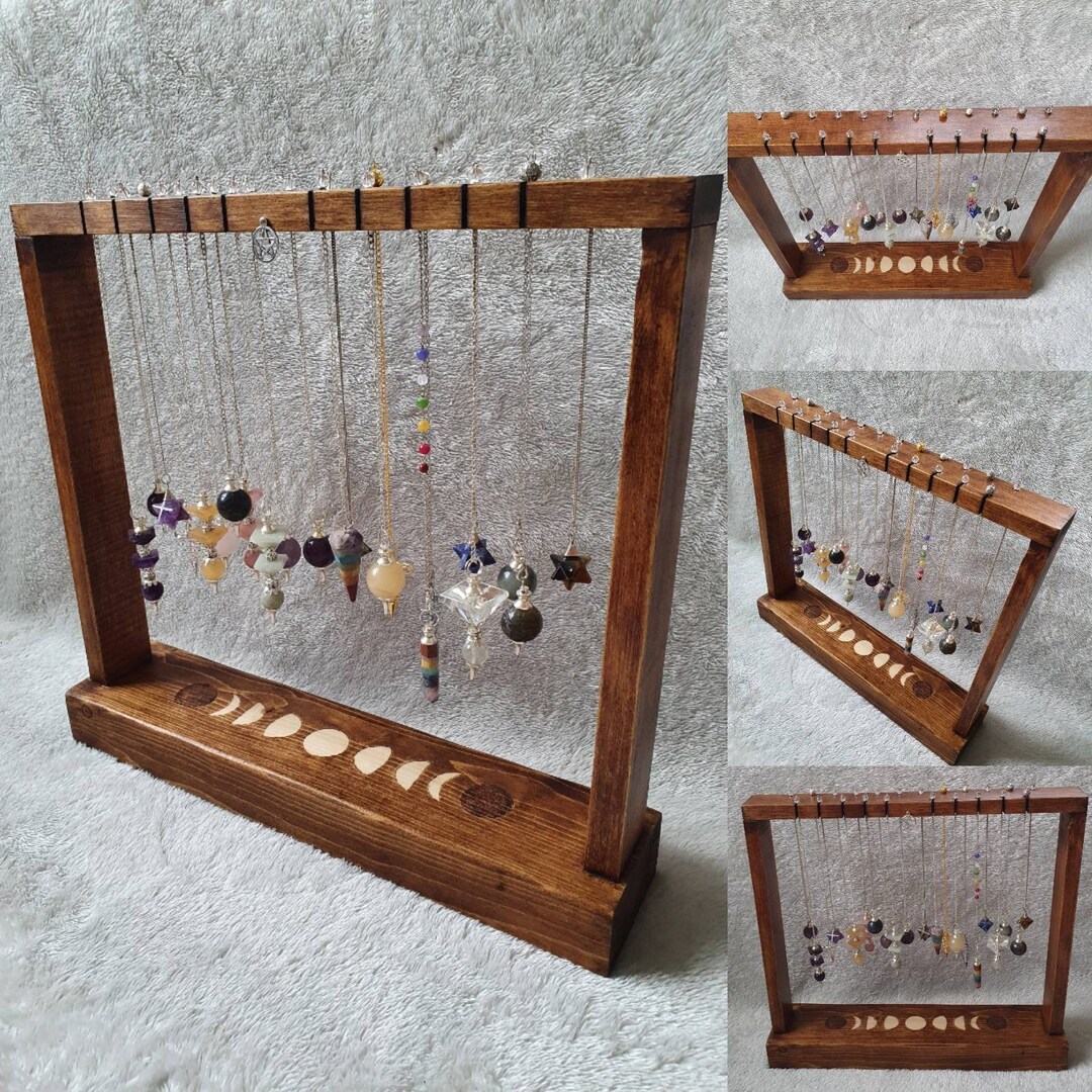 Handmade Pendulum Stand for 22 Pendulums With Hand Pyrography Moon ...