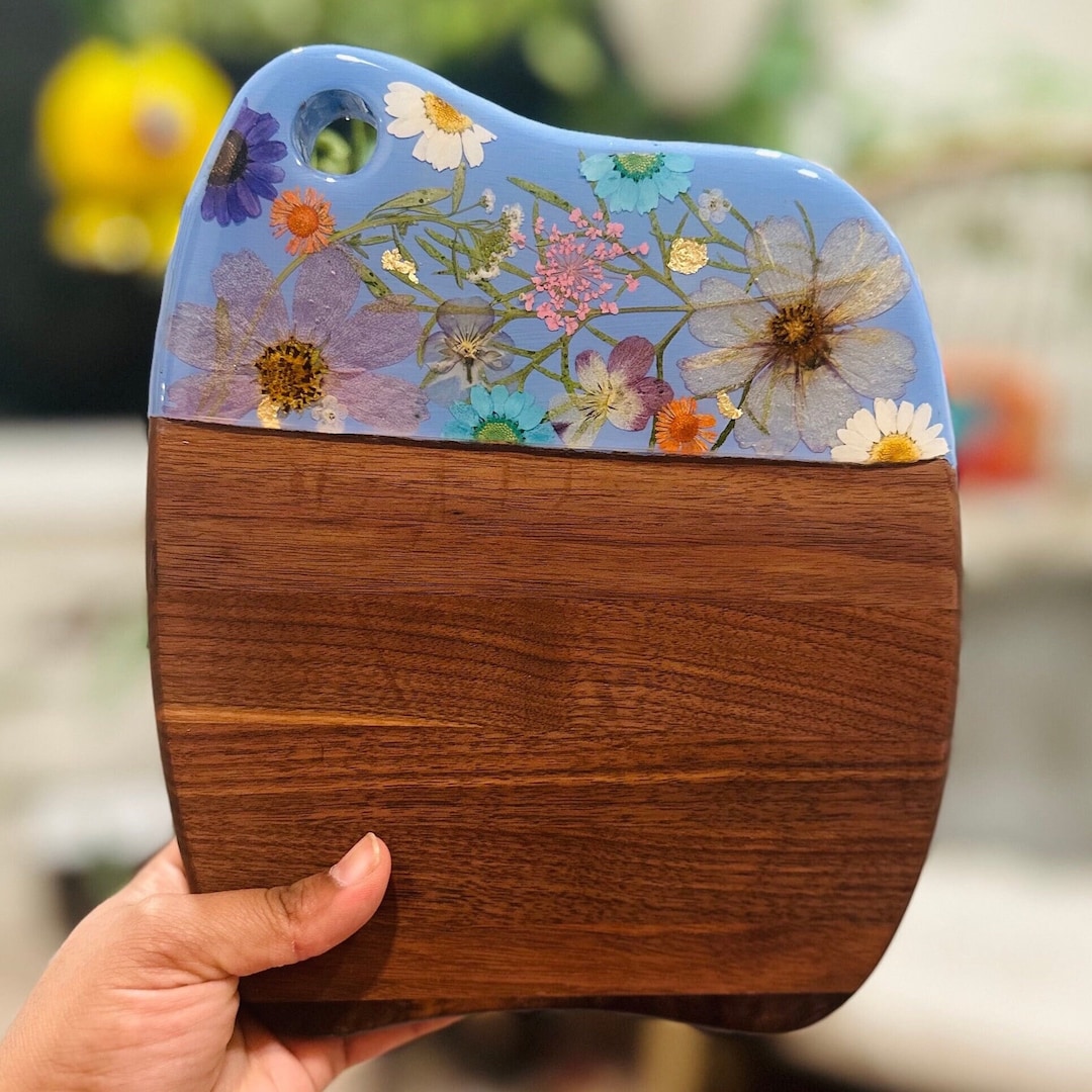 Floral Cheese Boards: Real Dried & Pressed Flowers on Walnut Wood ...