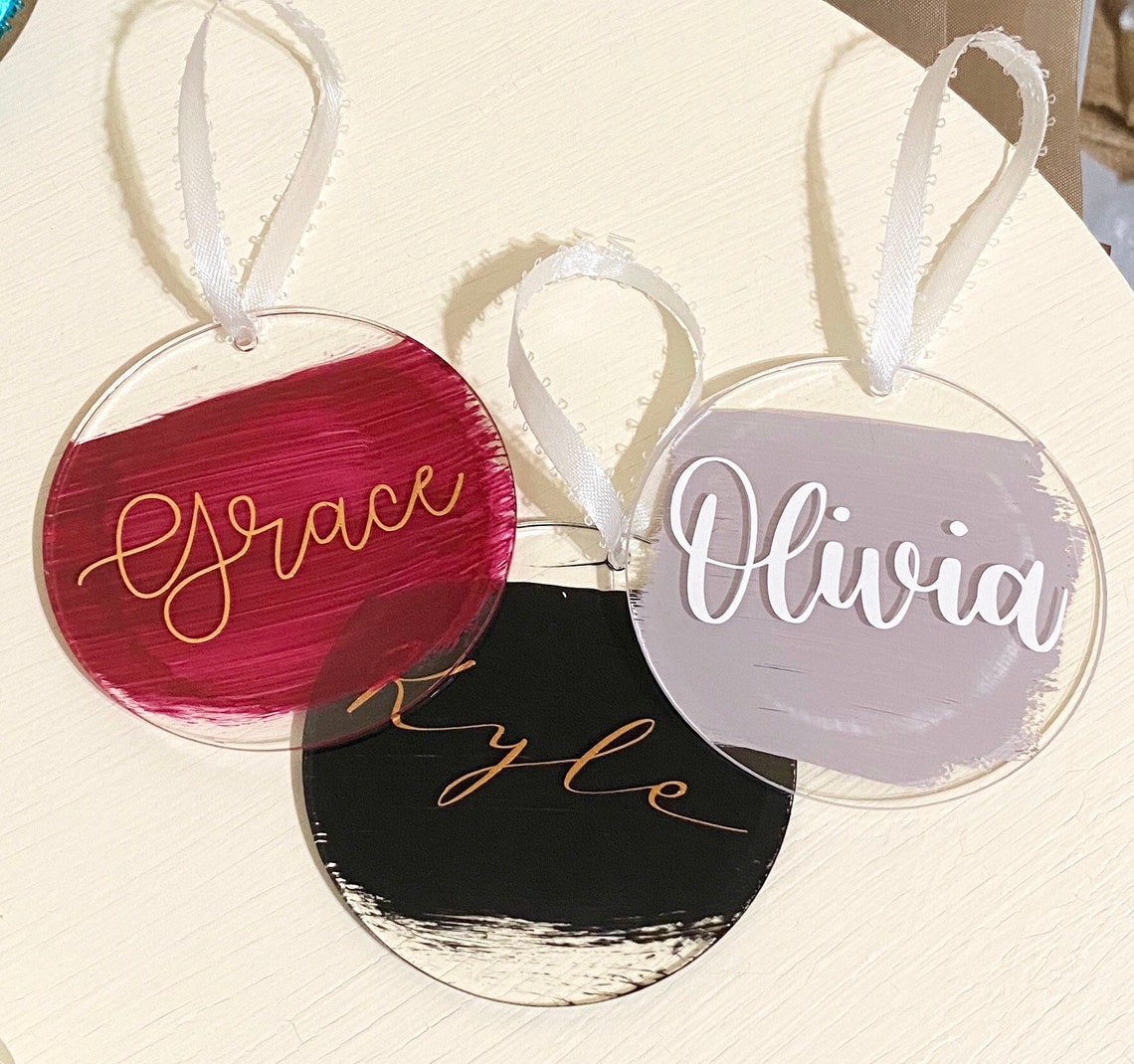 Acrylic Gift Tags / Bridal Party Name Tags / Custom Christmas - Etsy