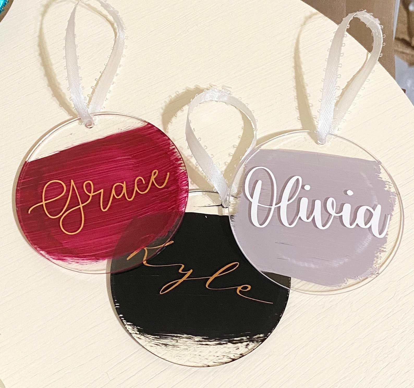 Acrylic Gift Tags / Bridal Party Name Tags / Custom Christmas - Etsy