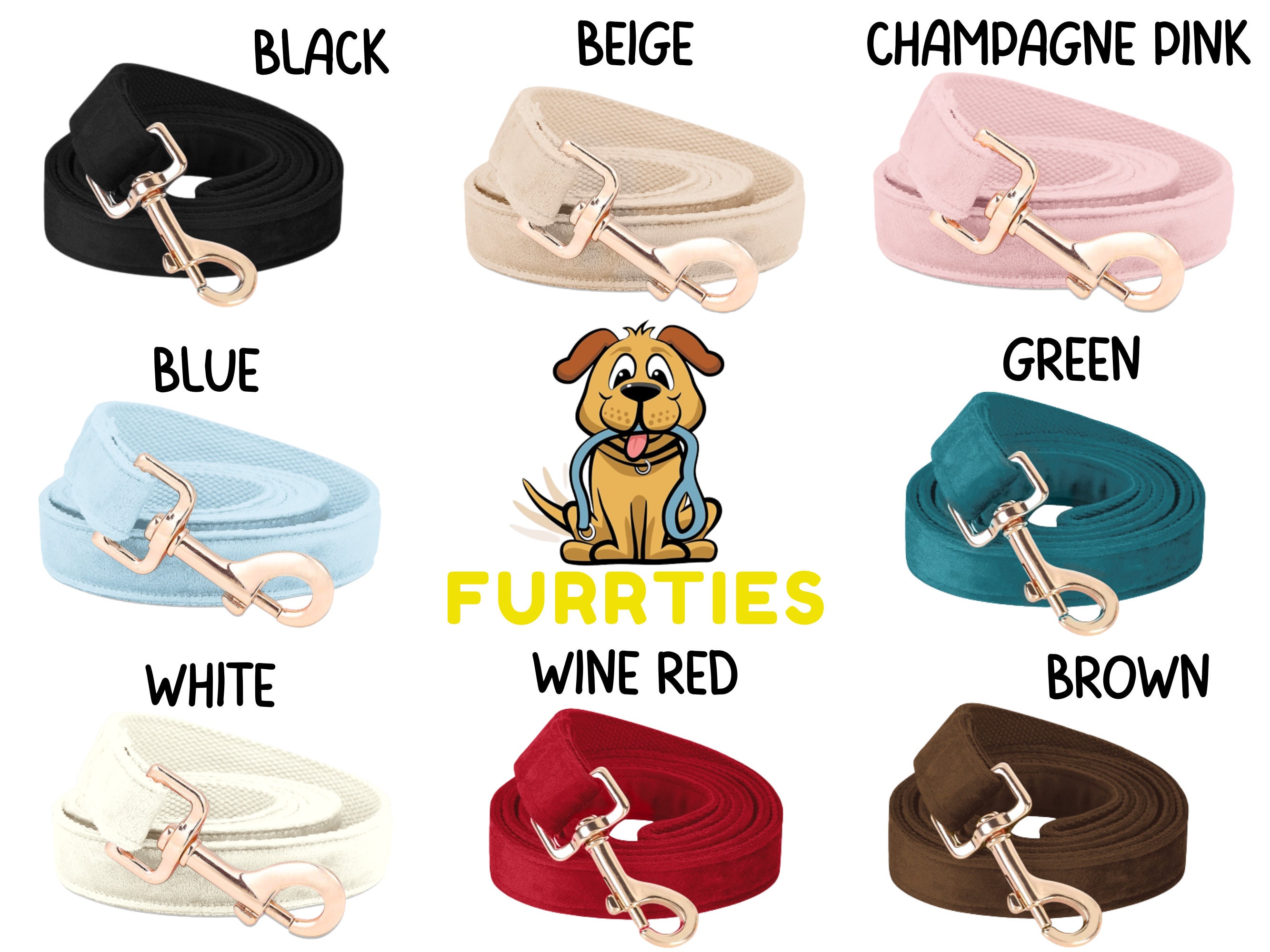 Luxury Velvet Dog Leash Set, Personalized Dark Green Velvet Dog Collar ...