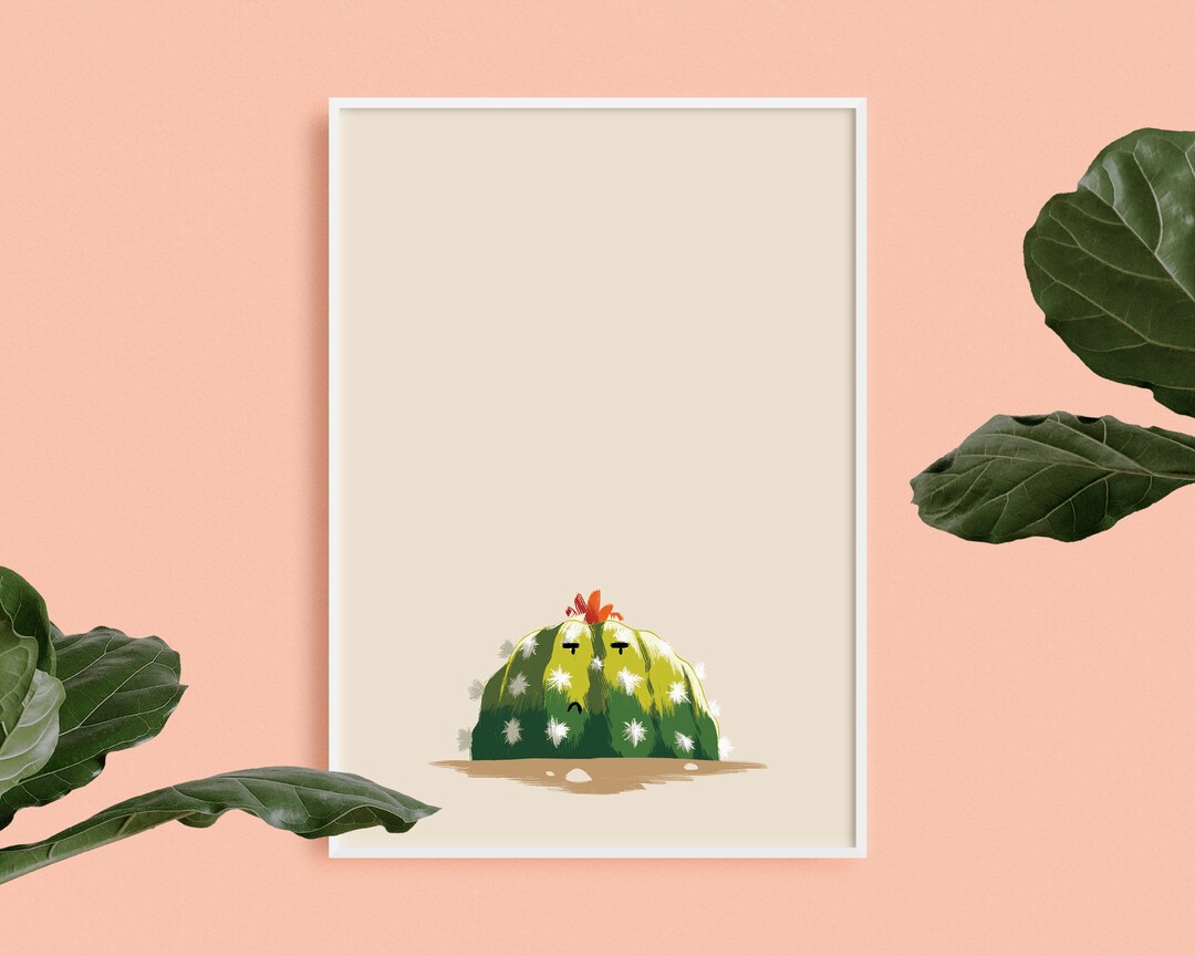 Grumpy Cactus Art Print A6 A5 A4 A3 A2 Unframed Illustrated Botanical Art Boho Houseplant ...