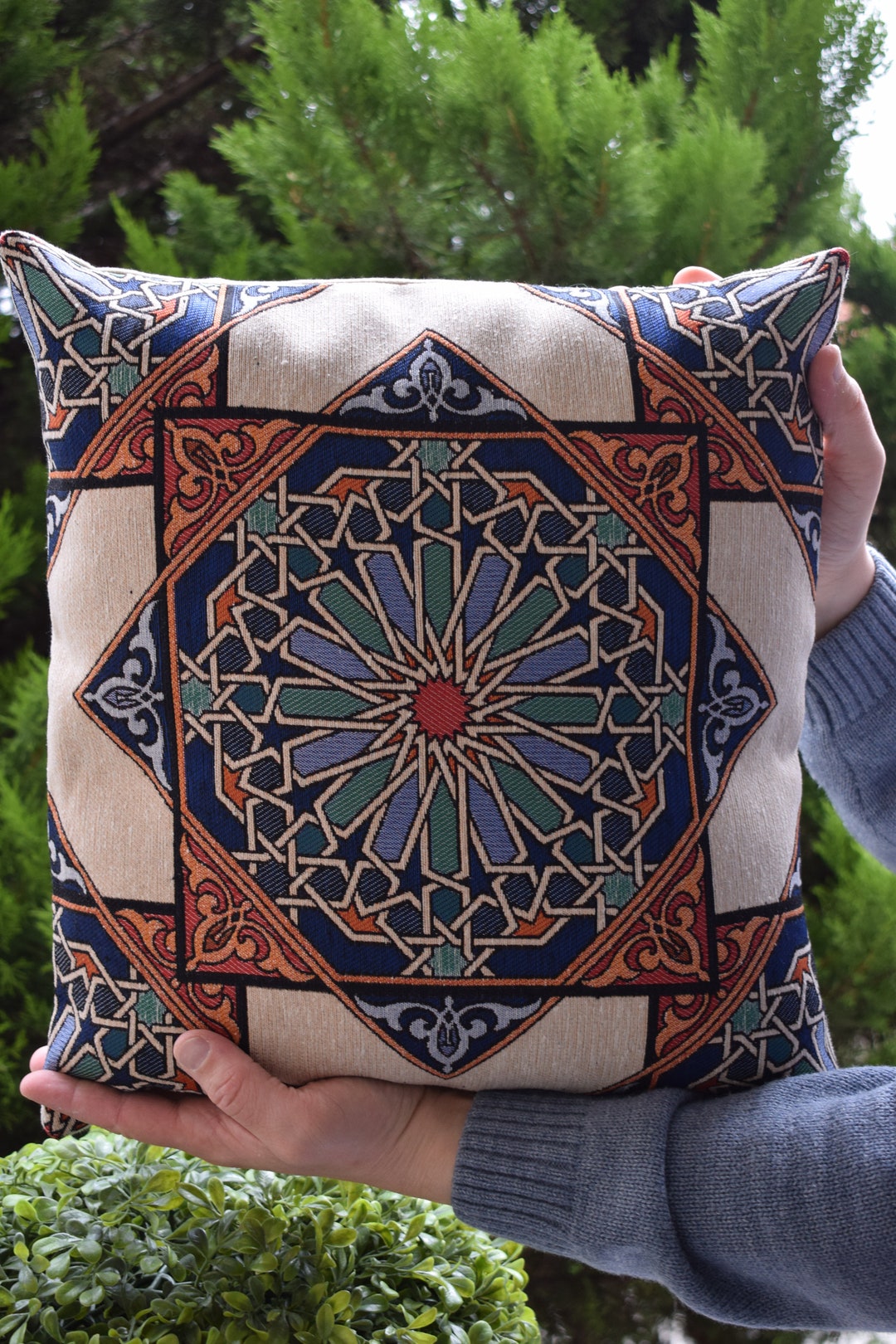 Anatolian Design Pillow Tile Pattern Tapestry Lace Pillow| Tulip Tile ...