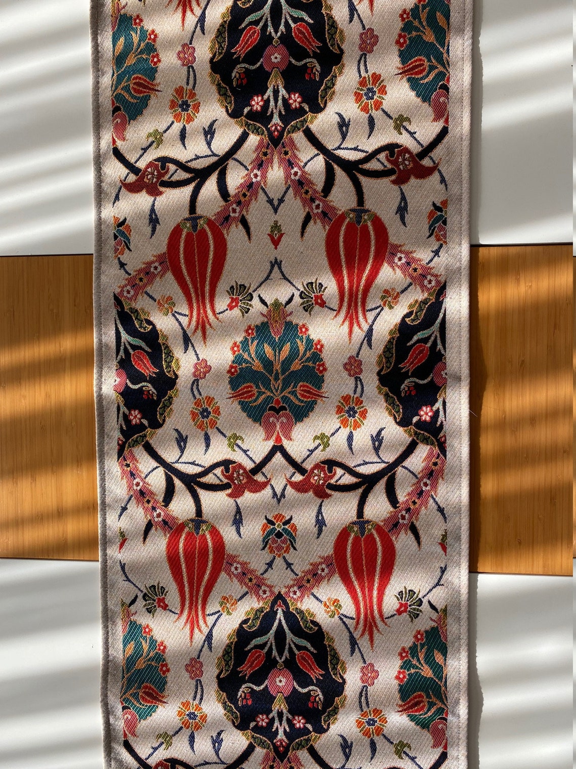 Tulip Tile Pattern Fabric Runnerauthentic Gobelin Decorrug - Etsy