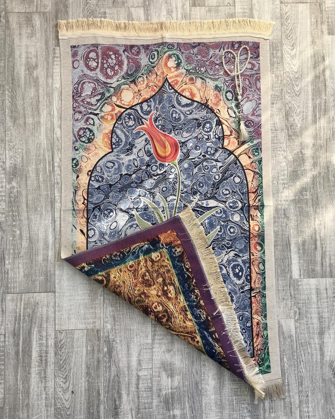 PRAY MAT TULIP Design Weaving Rug , Medieval Tulips Prayer Mat, Prayer ...