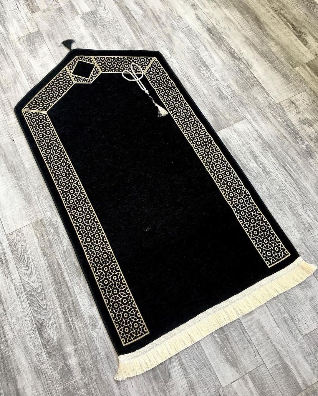 Black Bias Tipe PRAYER MAT Ramadan Gift Tapestery Pray Mat - Etsy