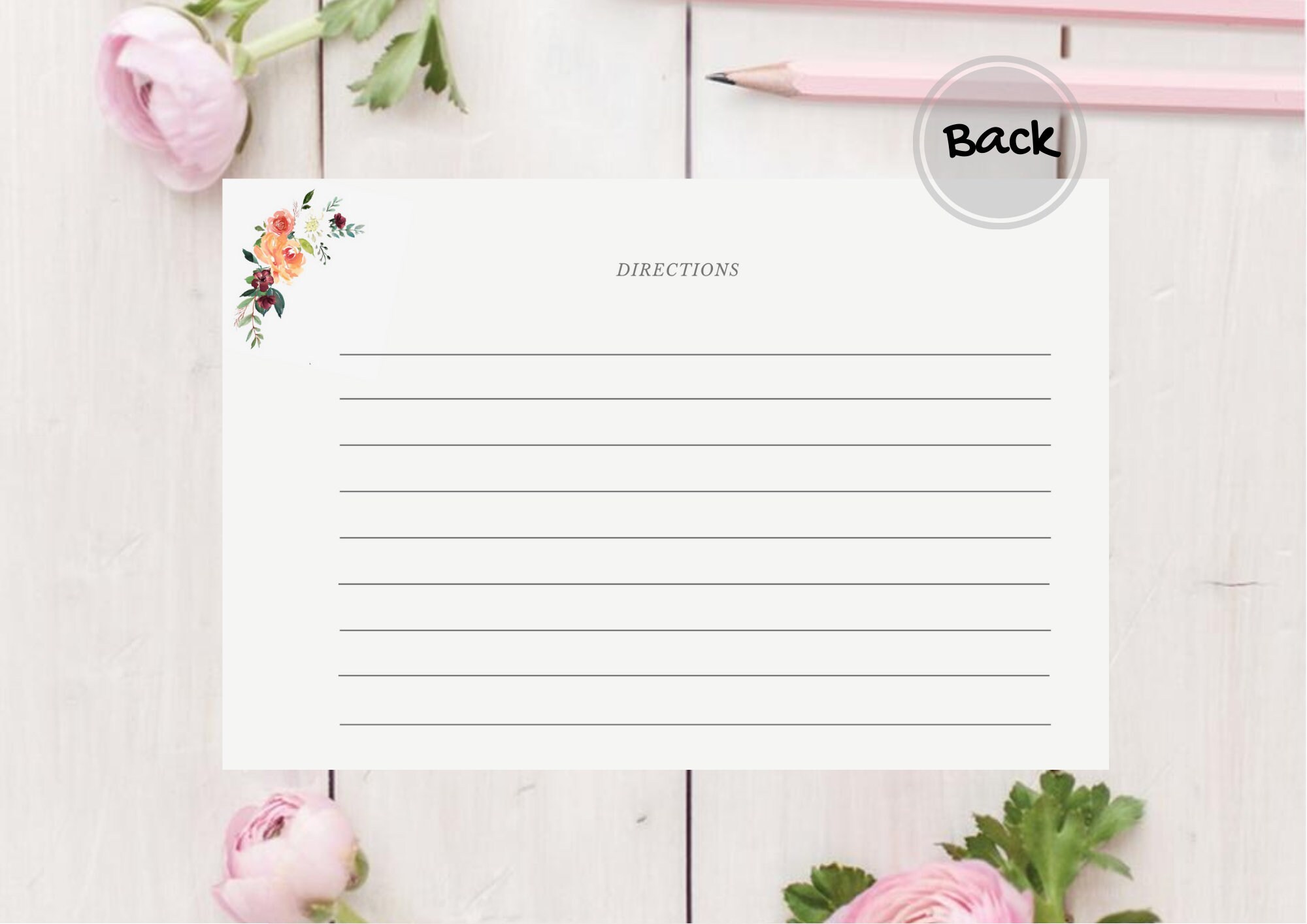 Recept kaart sjabloon Instant Download Floral Modern Style | Etsy