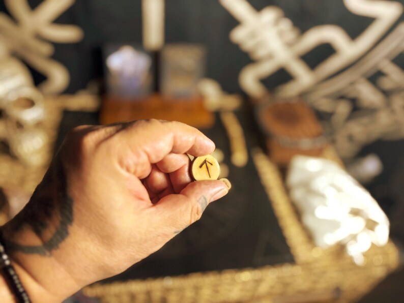 Handmade Rune Disc Set • Elder Futhark • Burned Wood Runes for ...