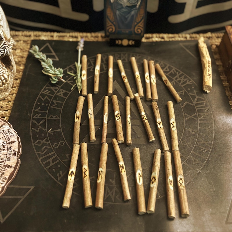 Wood Altar With Runes - Etsy