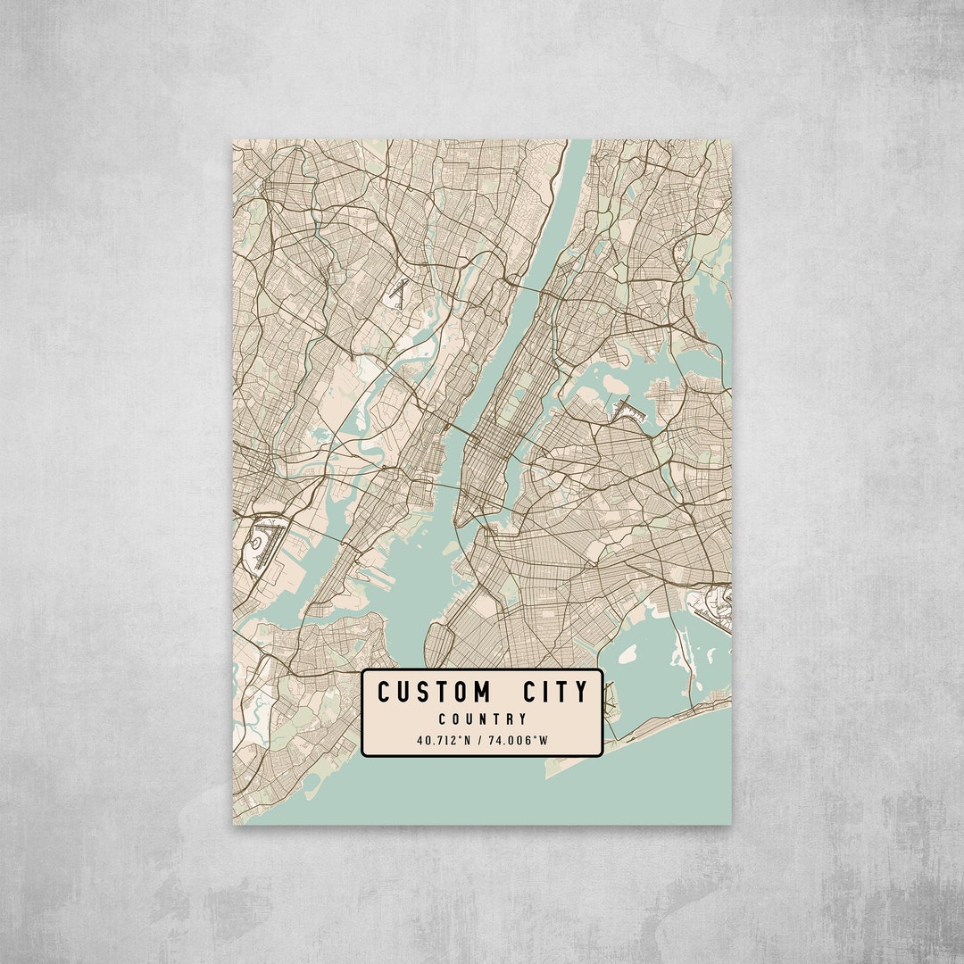 Custom City Metal Print Map | Custom Map Art | Custom Map Print | City ...