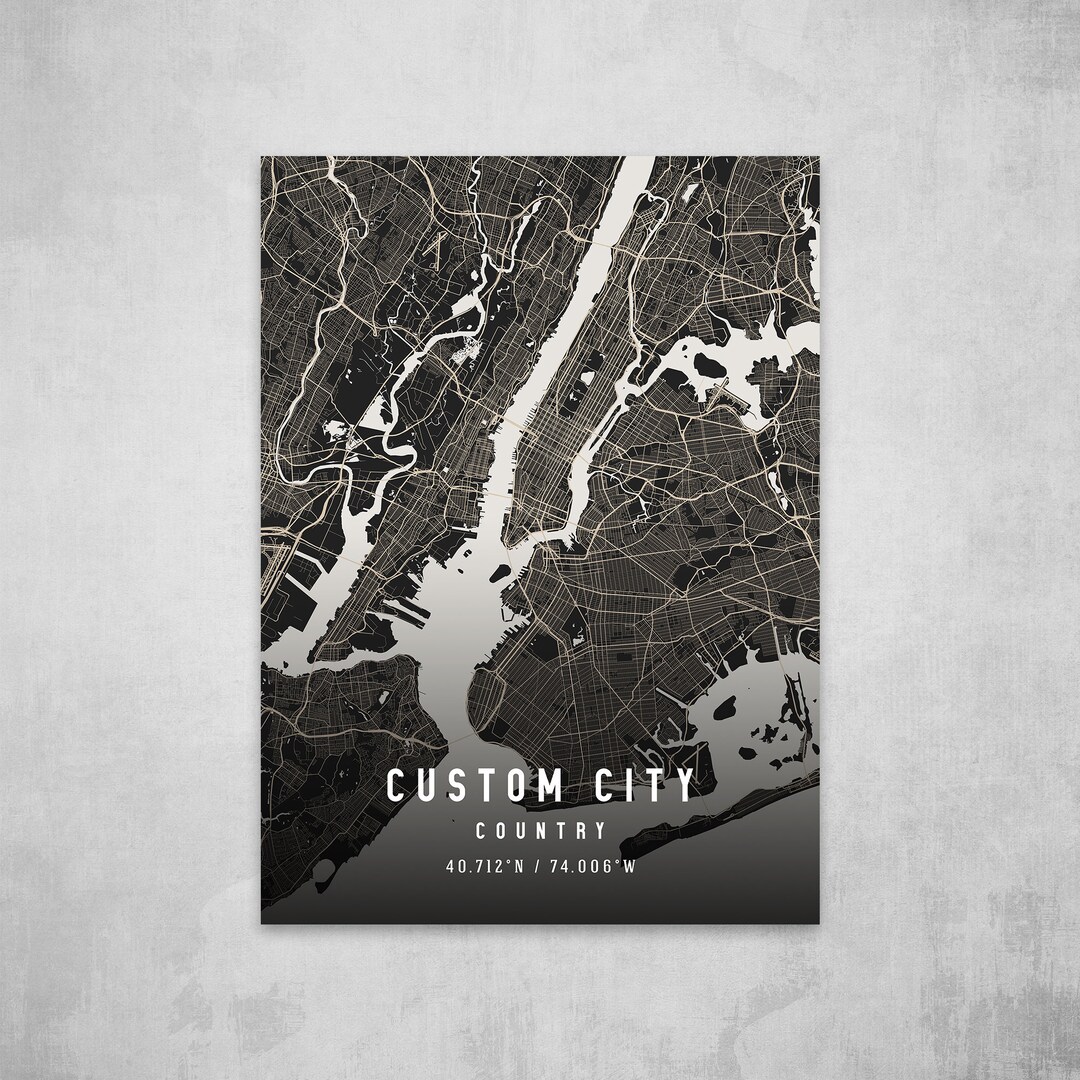 Custom City Metal Print Map | Custom Map Art | Custom Map Print | City ...