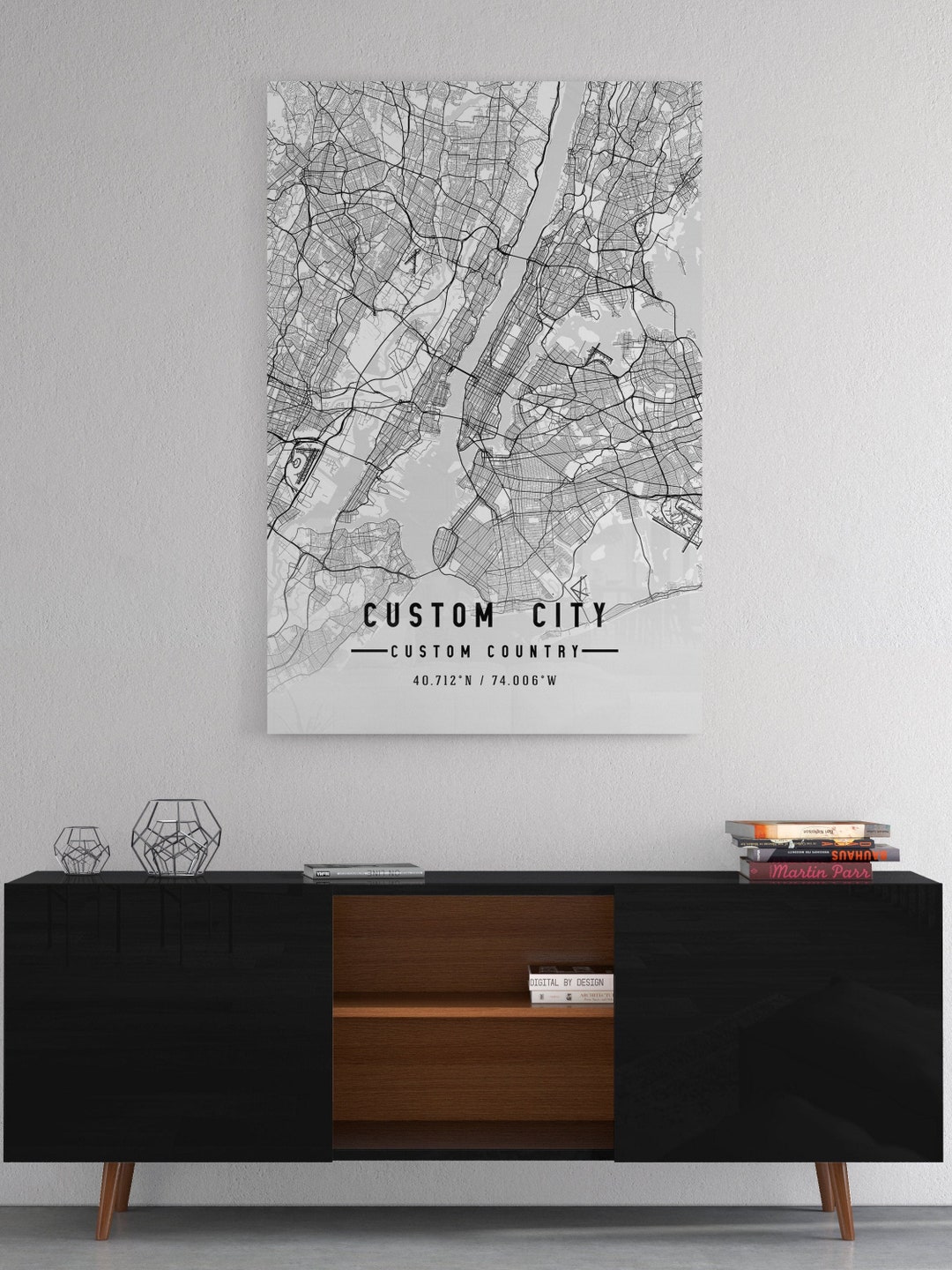 Custom City Acrylic Print Map | Custom Map Art | Custom Map Print ...