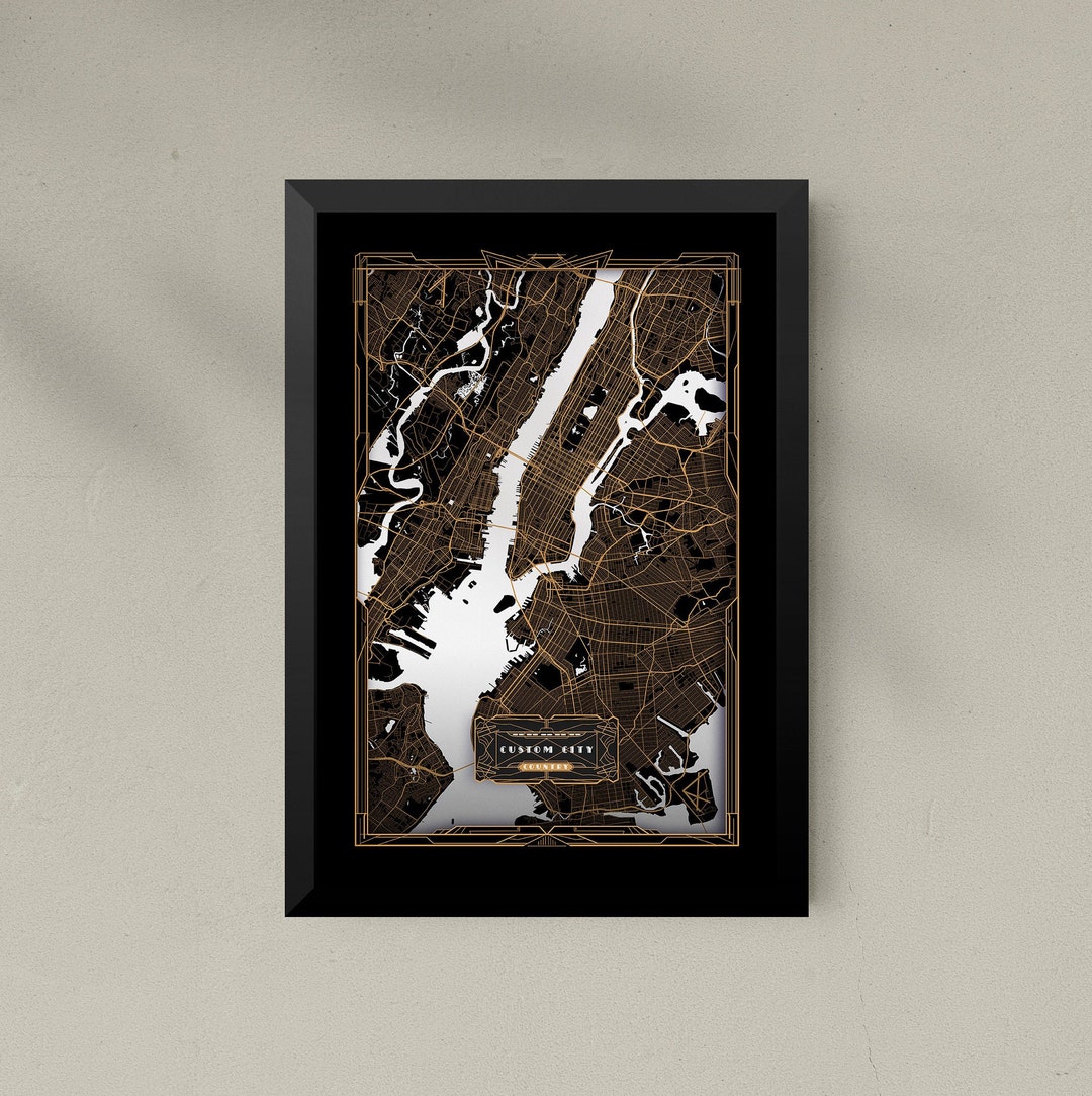 Custom City Map Framed Print | Custom Map Art | Custom Map Print | City ...