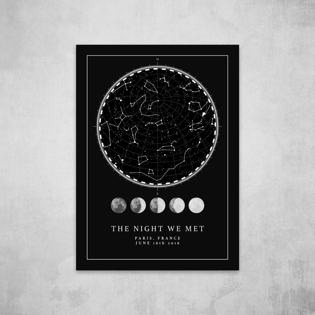 Custom Metal Star Map | Personalised Star Map | Star Map Print | Night ...