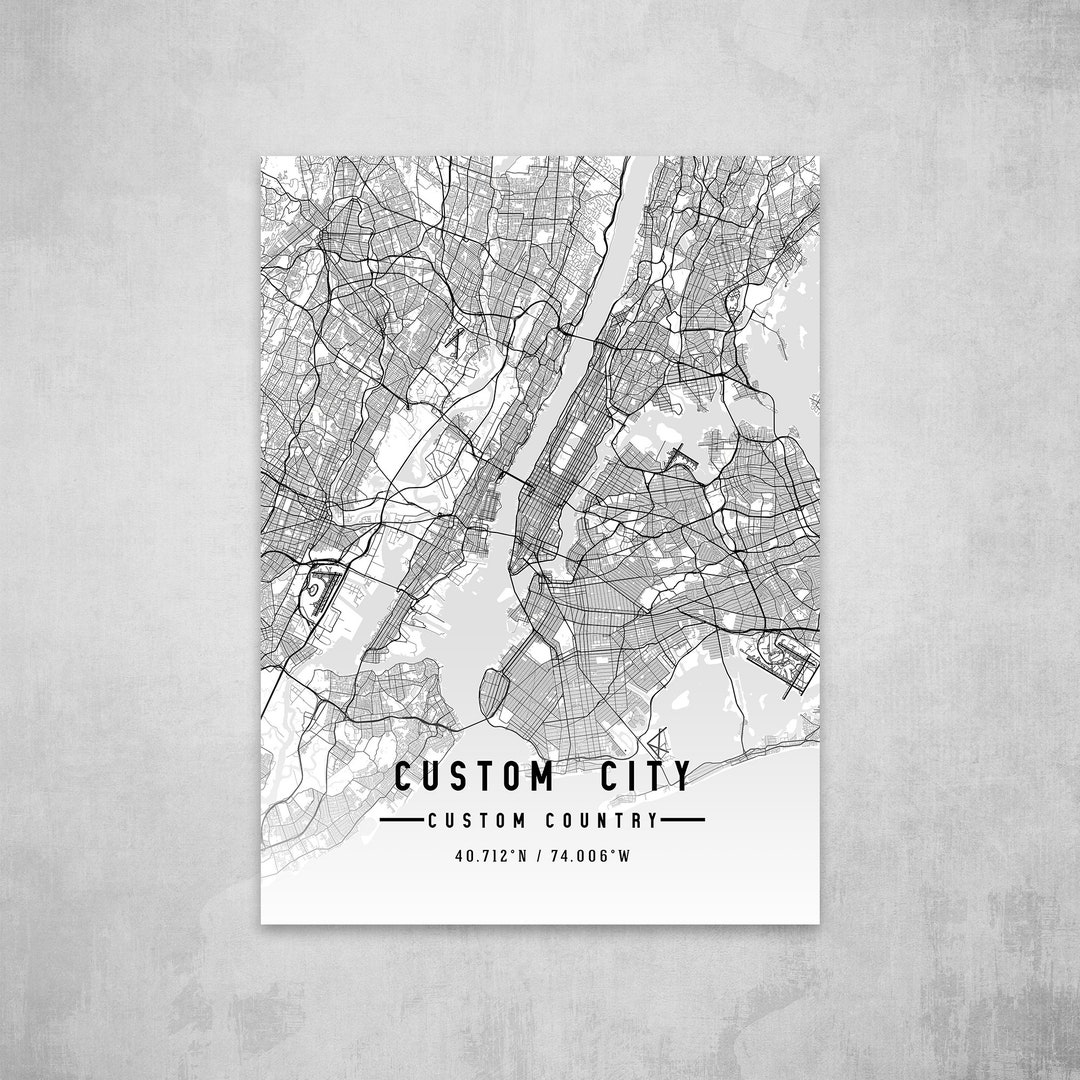 Custom City Metal Print Map | Custom Map Art | Custom Map Print | City ...