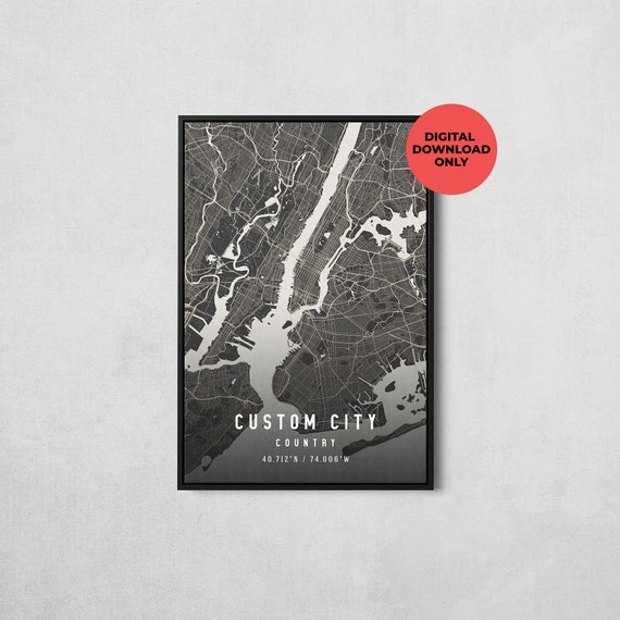 Custom City Map Digital Download Personalized Map Print - Etsy