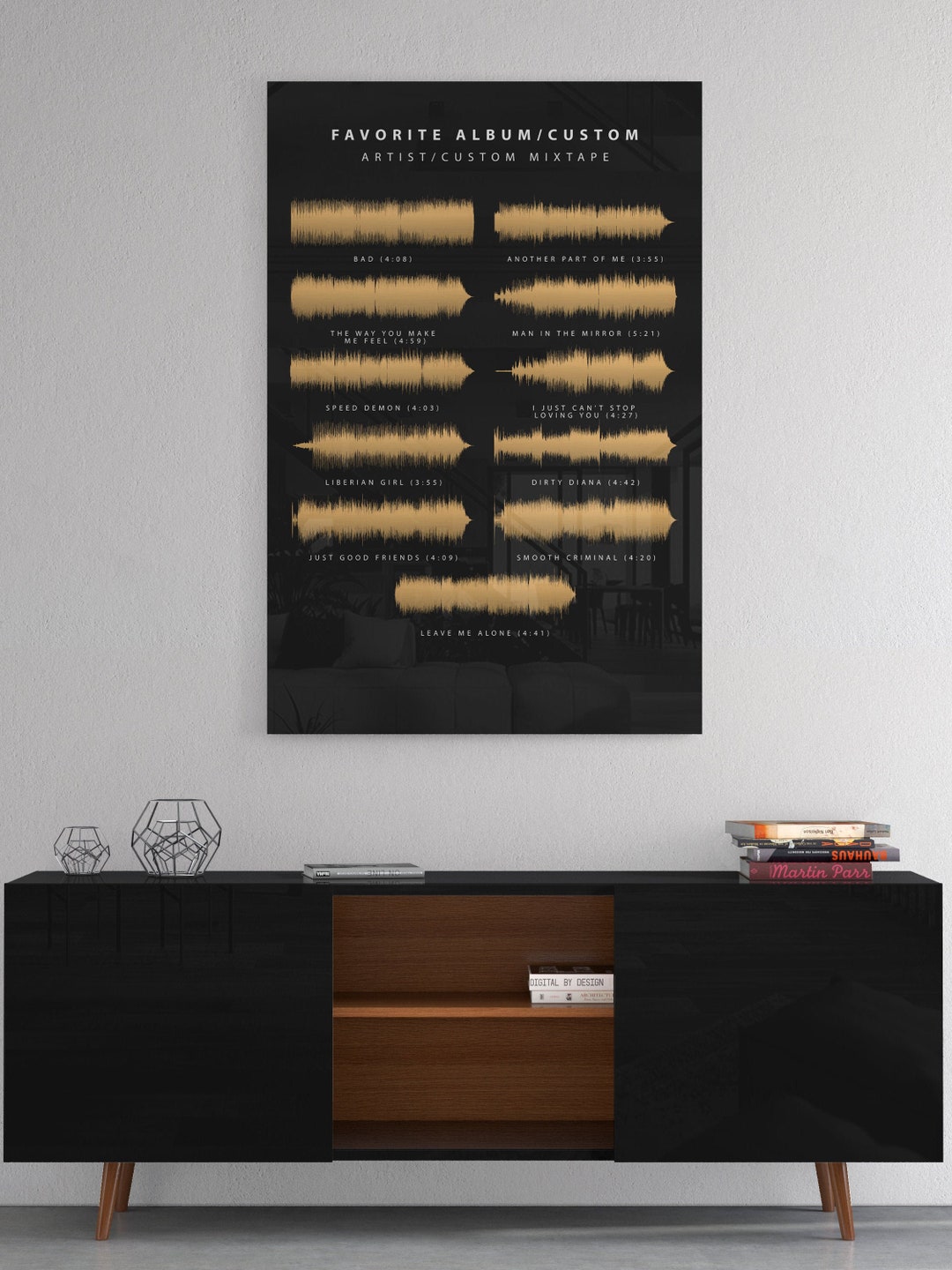 Custom Sound Wave Portrait Acrylic Glass Print | Personalized Album ...