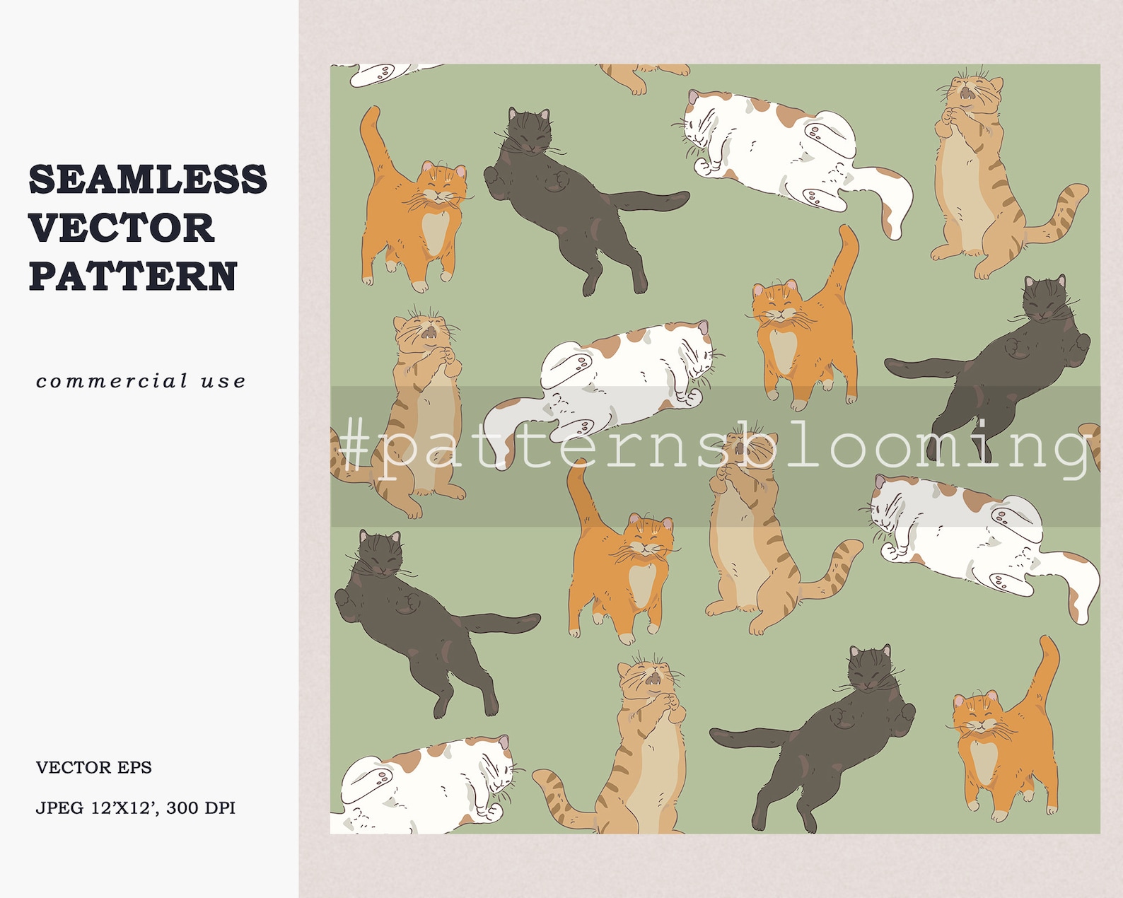 Cat seamless file. Repeat pattern instant download. Cute pet | Etsy