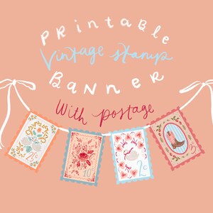 Printable Postage Stamp Banner (with Postage Added) - Etsy