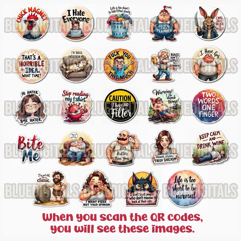QR Code Funny Messages, Slogans With QR Code, QR Code Png Svg Bundle ...
