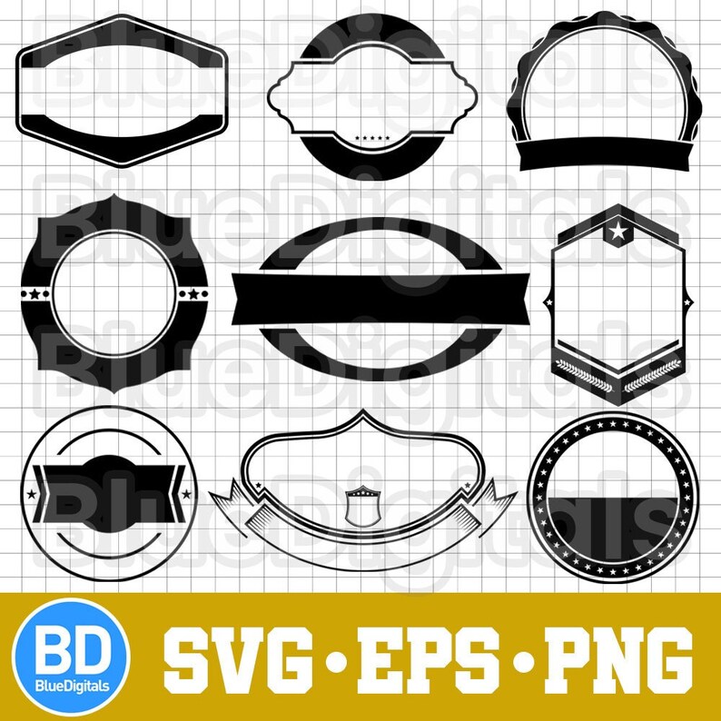SVG Labels and Badges Set | Blank SVG Badges | Vector Blank Rubber ...