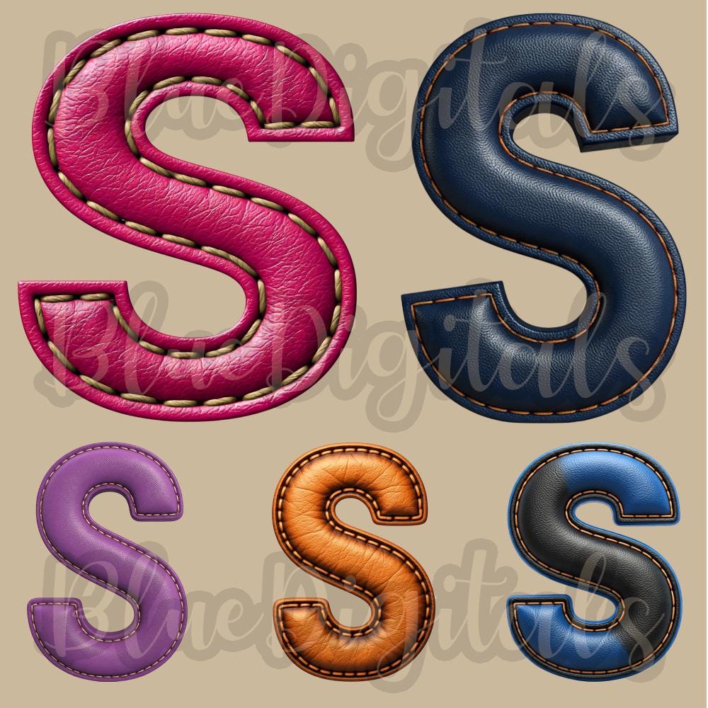 PNG Letter S, Stitched Leather PNG Letter S, Letter S Leather Clipart ...