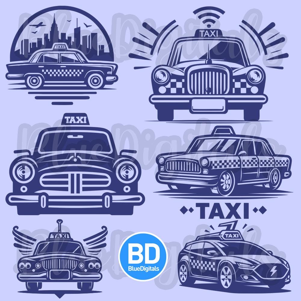 Taxi Svg, Taxi Cars Svg Bundle, Taxi Cab Png Clipart, Vector SVG Taxi ...