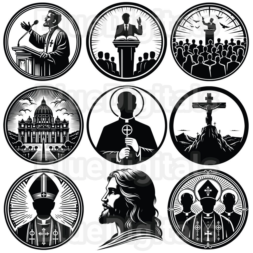 Jesus Silhouettes SVG Set, Christianity PNG Set, Mary Silhouette PNG ...