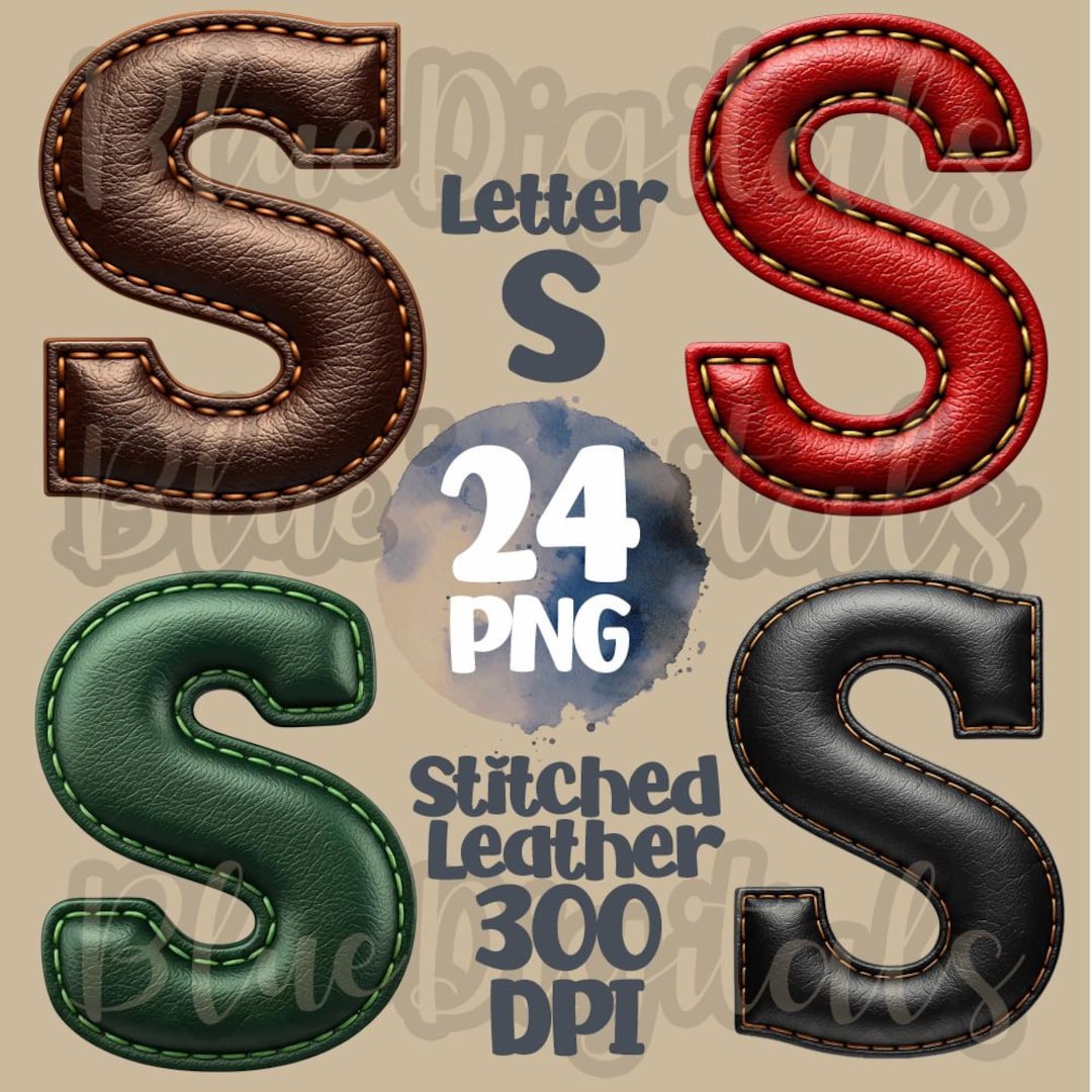PNG Letter S, Stitched Leather PNG Letter S, Letter S Leather Clipart ...