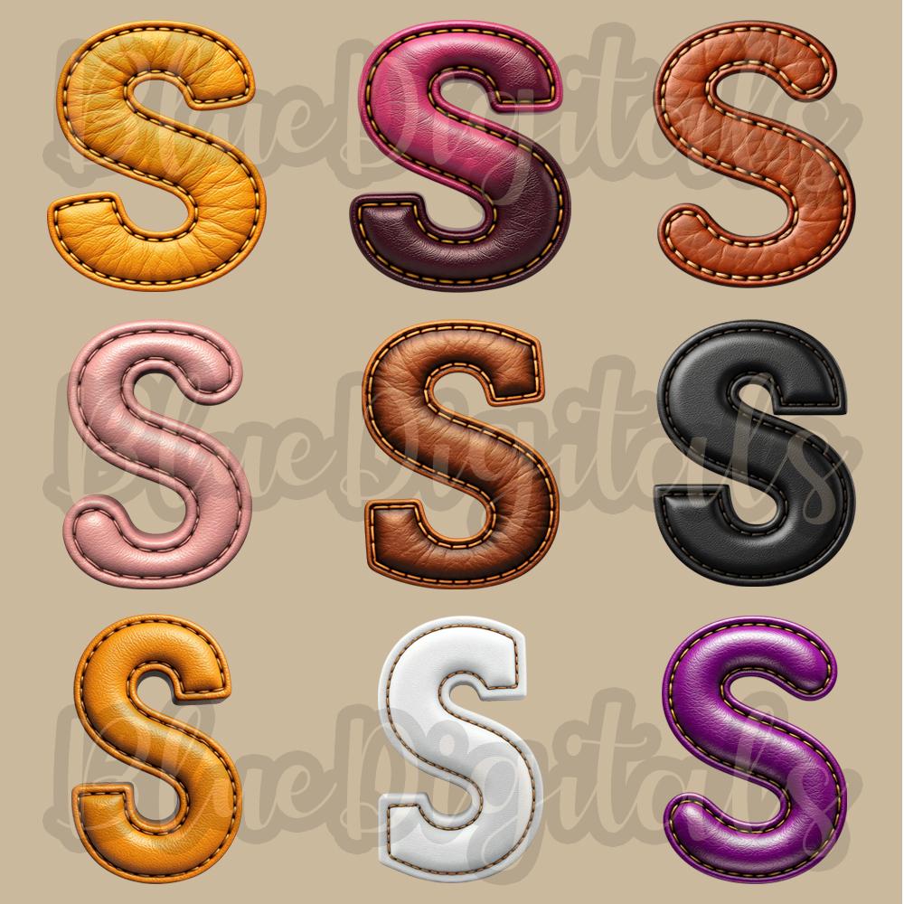 PNG Letter S, Stitched Leather PNG Letter S, Letter S Leather Clipart ...