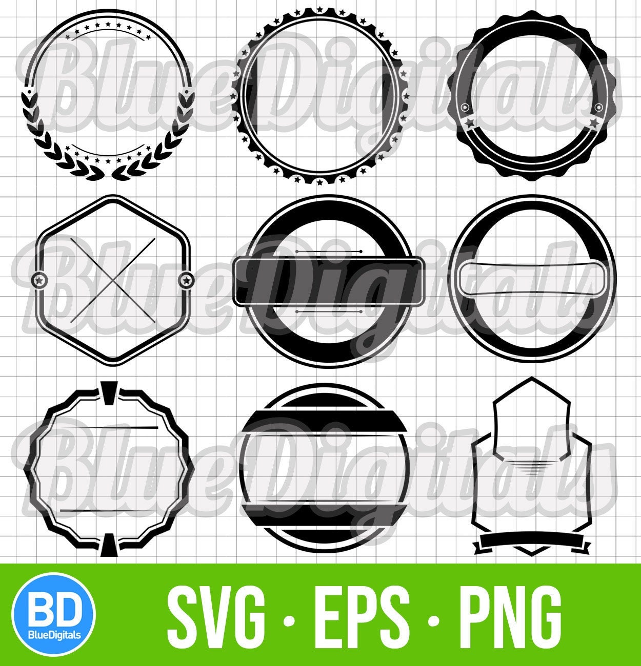 Set of SVG Badges and Stamps | EPS Vector Blank Labels | PNG Badges and ...
