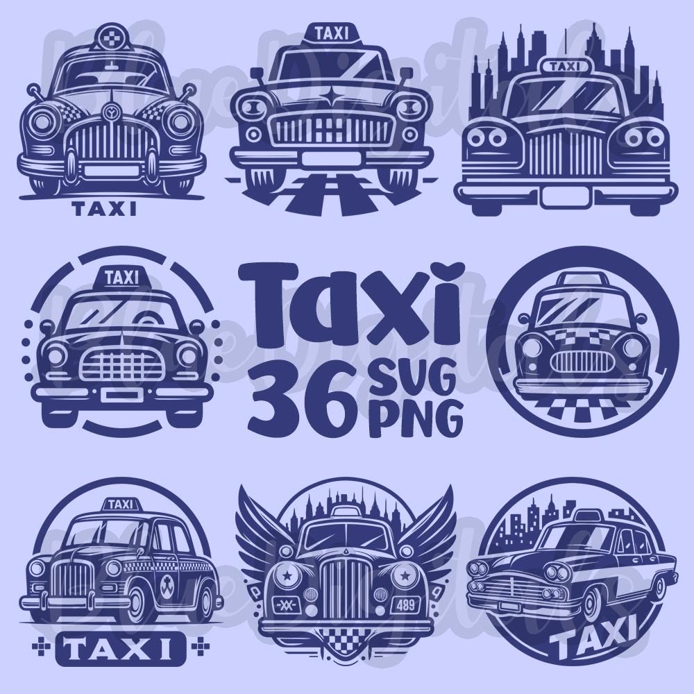 Taxi Svg, Taxi Cars Svg Bundle, Taxi Cab Png Clipart, Vector SVG Taxi ...
