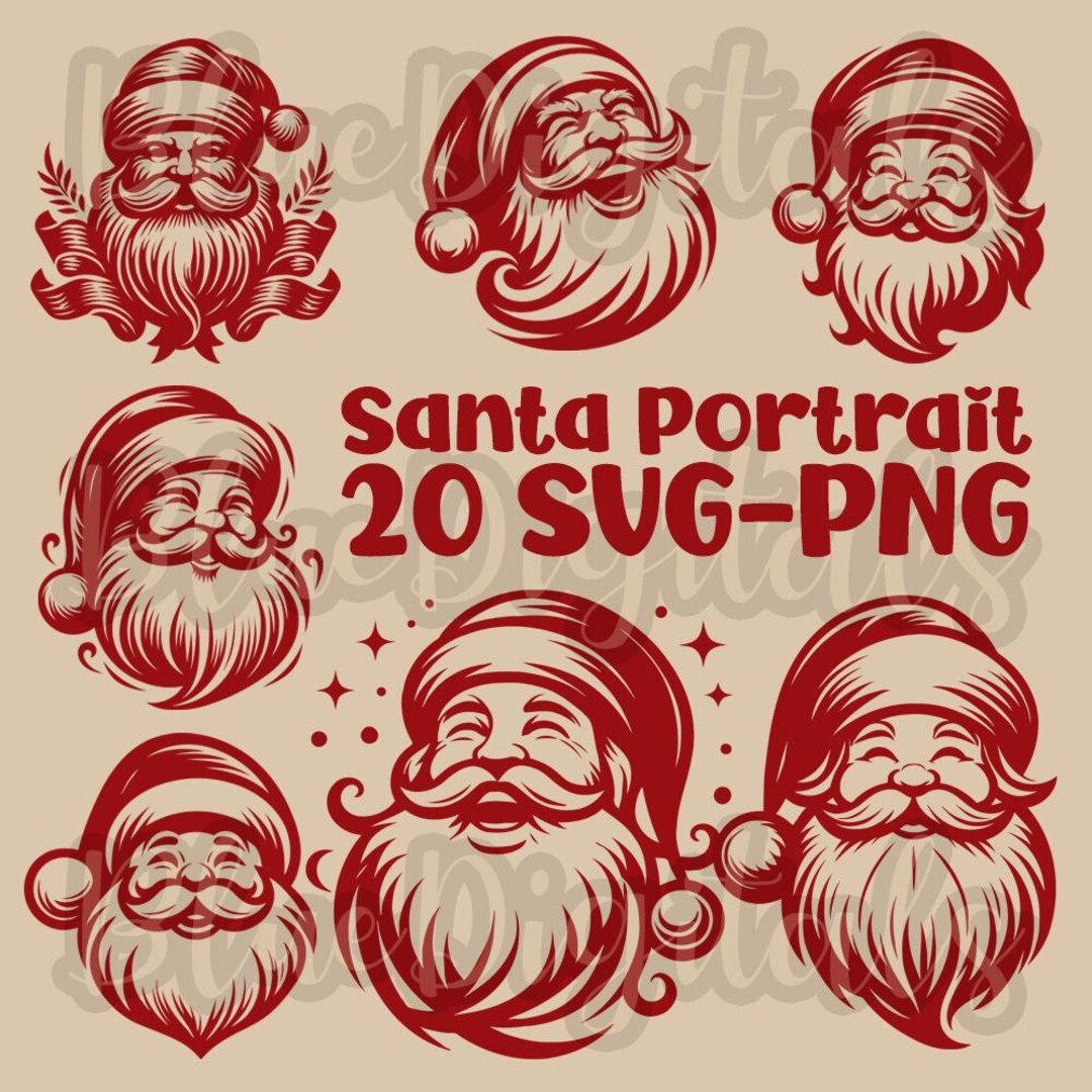 Santa SVG, Santa Portrait Svg, Santa Claus Bundle PNG, Santa Claus ...