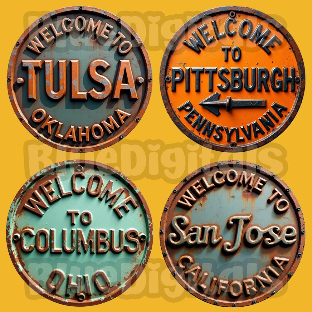 Welcome Sign Png, Rusty Welcome Boards Png, Welcome US Cities Png Oil ...