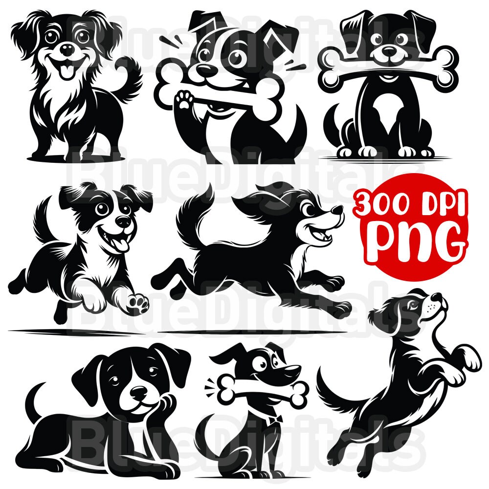 Cartoon Dogs SVG, Cartoon Dog Drawing PNG, Funny Dog Svg Silhouette ...