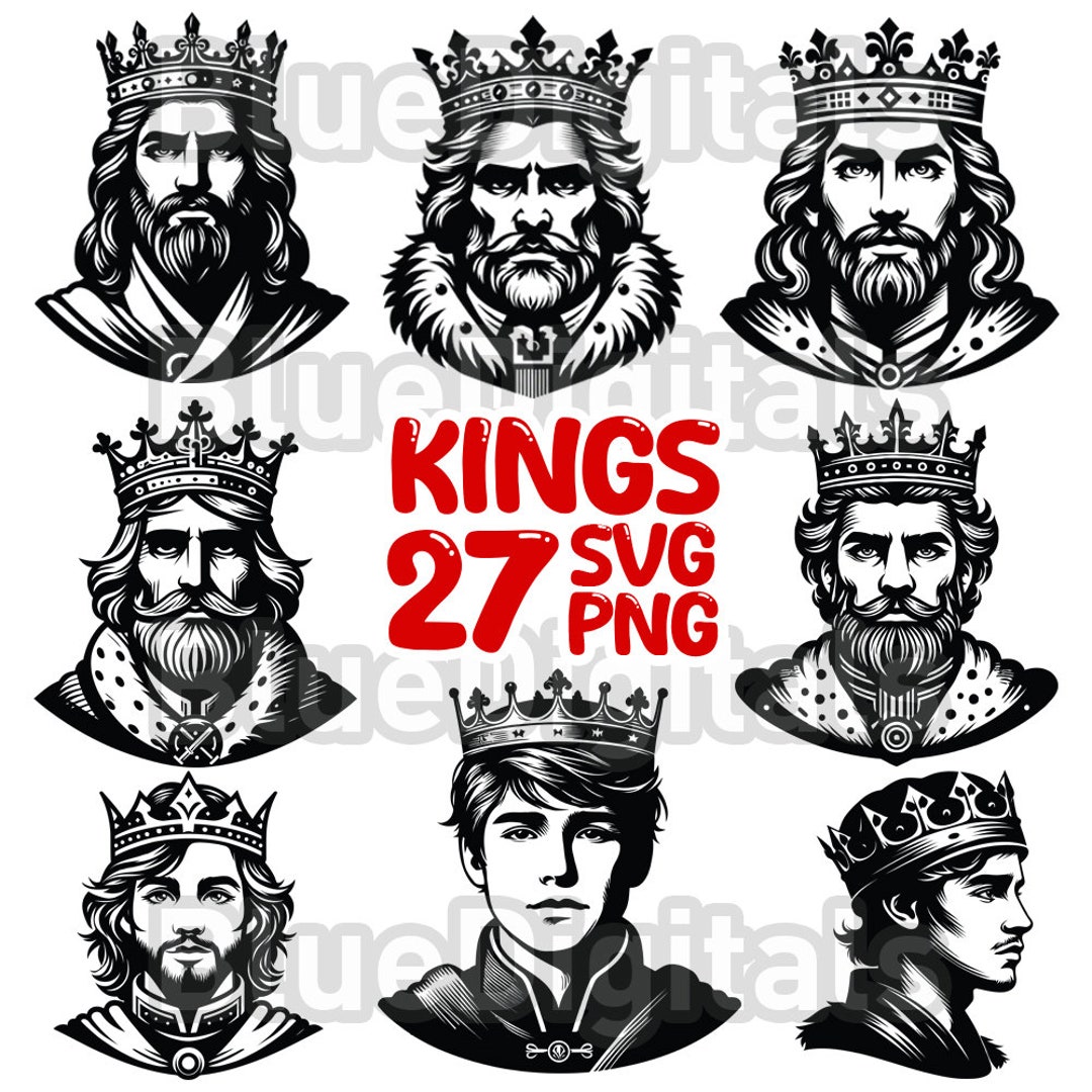 King SVG, King Silhouette PNG, Set of Kings SVG, King Clipart Bundle ...