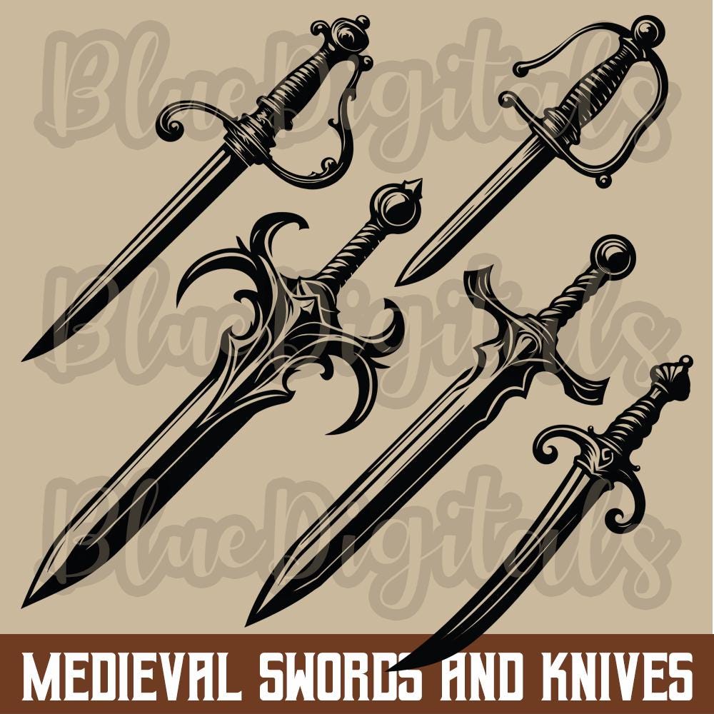 Sword Svg, Medieval Swords SVG Bundle, Png Bundle of Swords and Knives ...