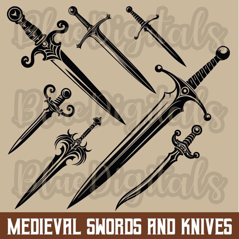 Sword Svg, Medieval Swords SVG Bundle, Png Bundle of Swords and Knives ...