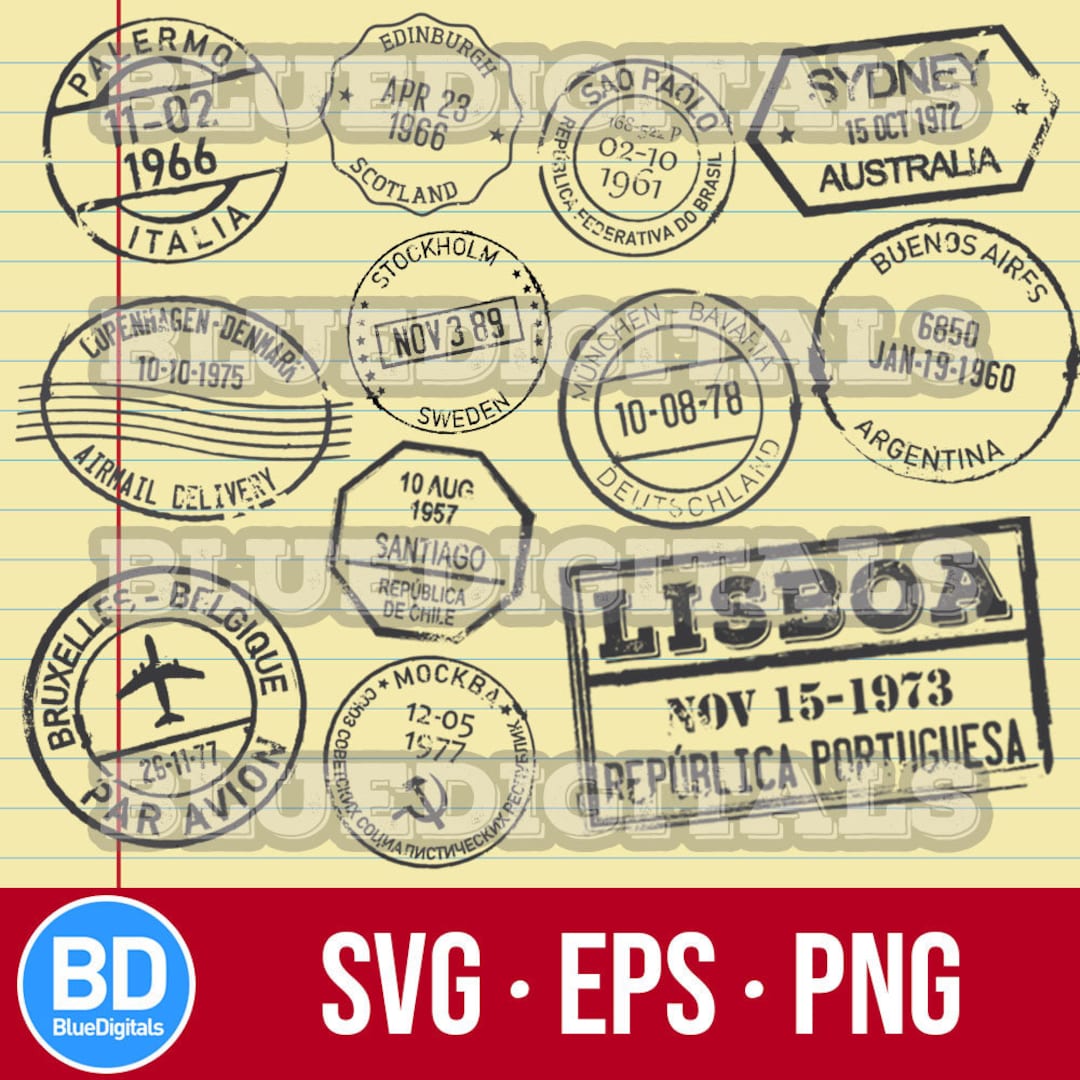 Post Office Rubber Stamps SVG | Vintage Vector EPS Post Stamps | Set of ...