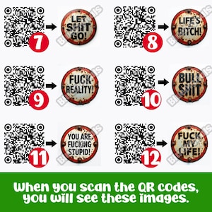 Swear Words QR Code, Funny Words QR Code Bundle, Set of 14, Swear Png ...