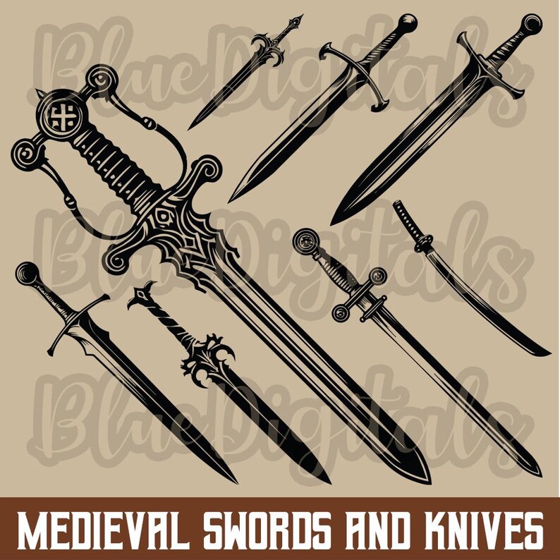Sword Svg, Medieval Swords SVG Bundle, Png Bundle of Swords and Knives ...