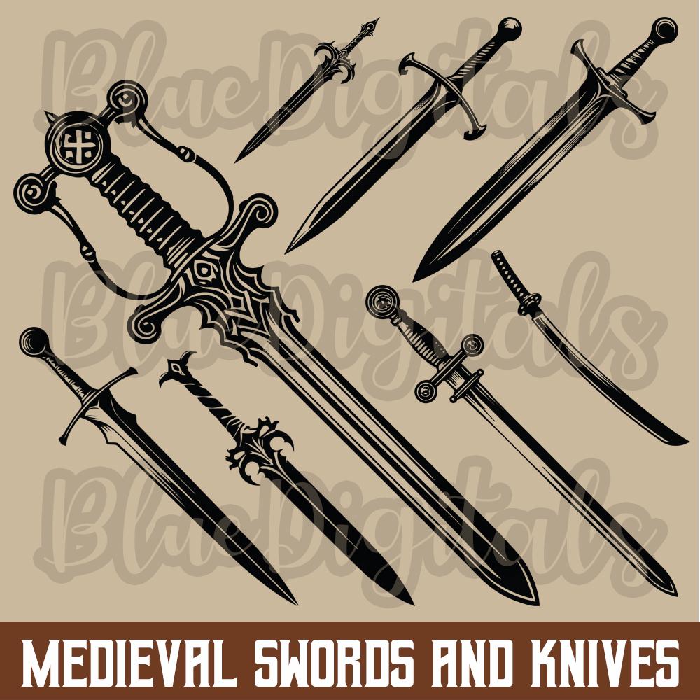 Sword Svg, Medieval Swords SVG Bundle, Png Bundle of Swords and Knives ...