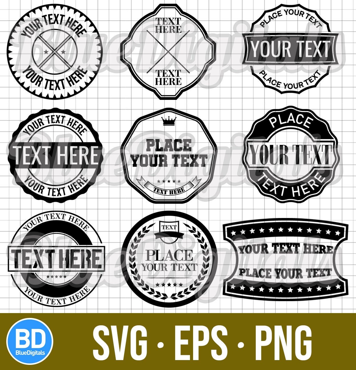SVG Stamps, Labels and Badges | EPS Vector Blank Stamps | Set of PNG ...