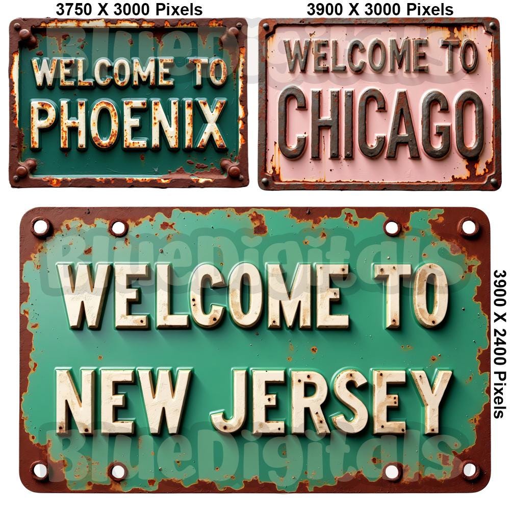 Welcome Signs Png Clipart, Oil Paint Welcome Clipart, Set of 20, Rusty ...