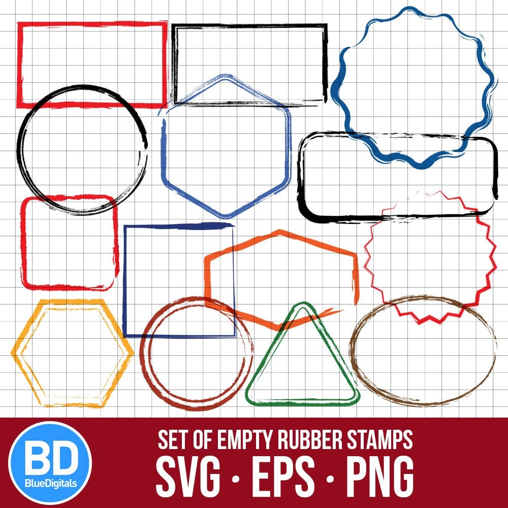 Blank Stamps SVG Rubber Stamp Template Vector EPS Stamps Set of PNG ...