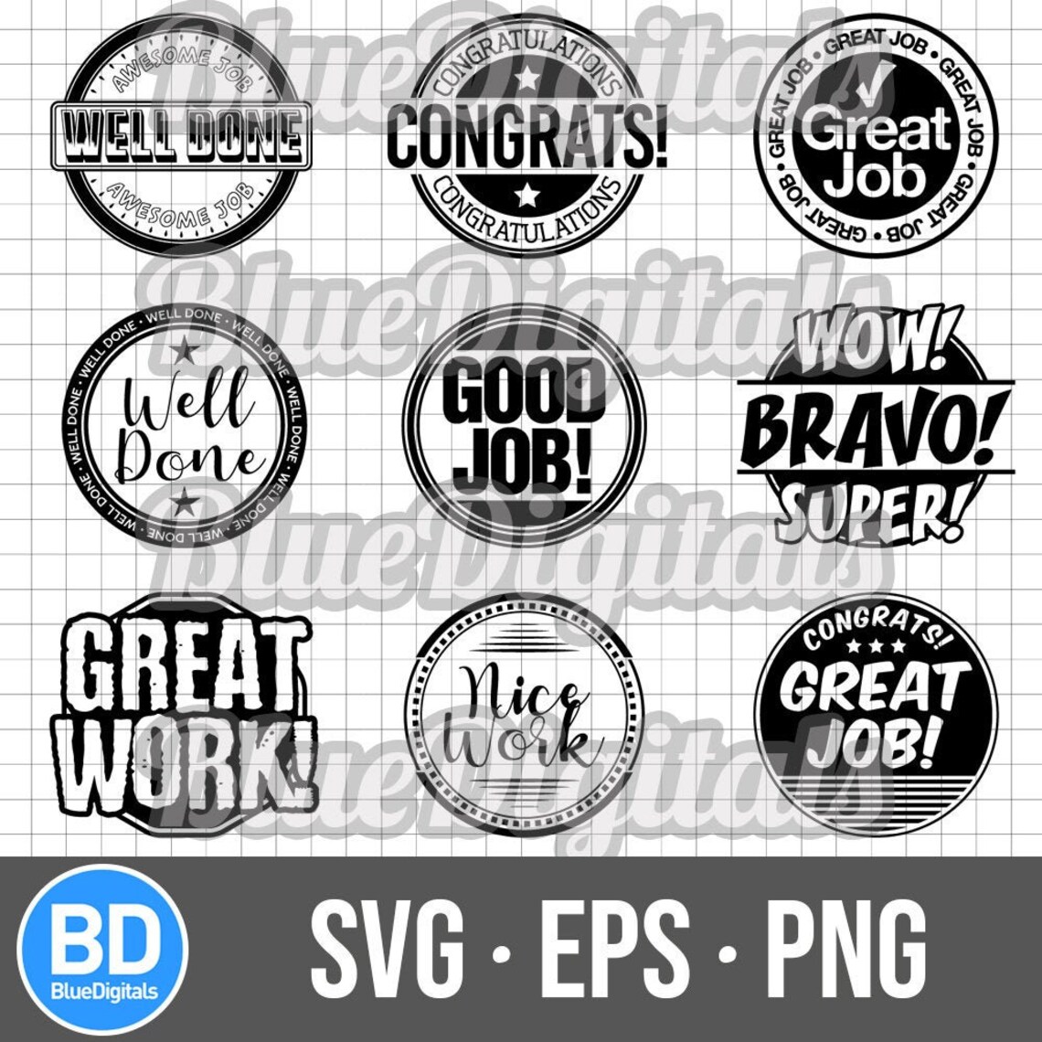 Gut gemacht SVG Stempel Tolle Arbeit Schöne Arbeit PNG Stempel Good Job ...