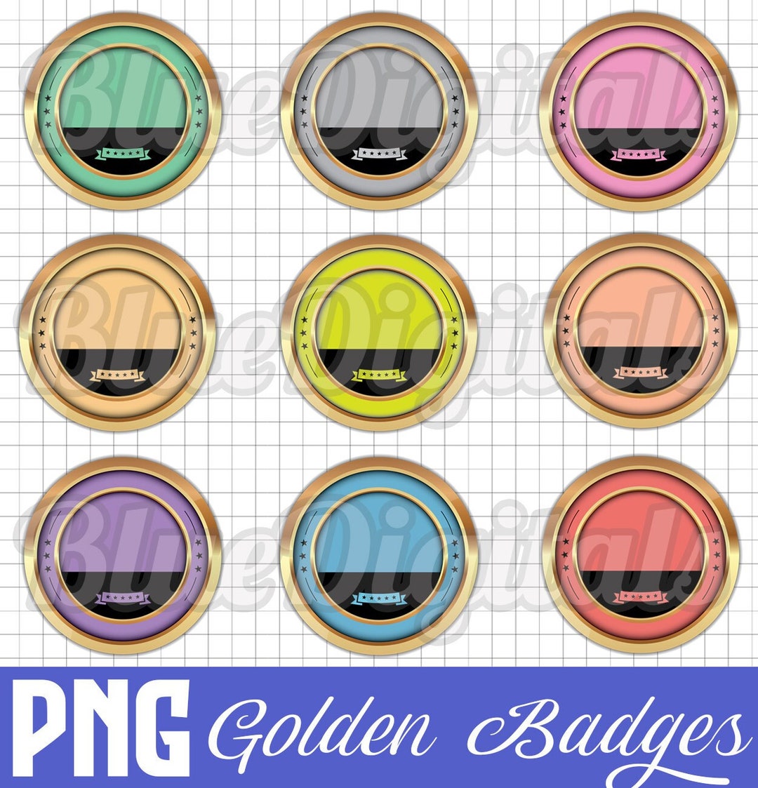 PNG Golden Badges Metallic Label Set PNG Blank Gold Labels and Stickers ...