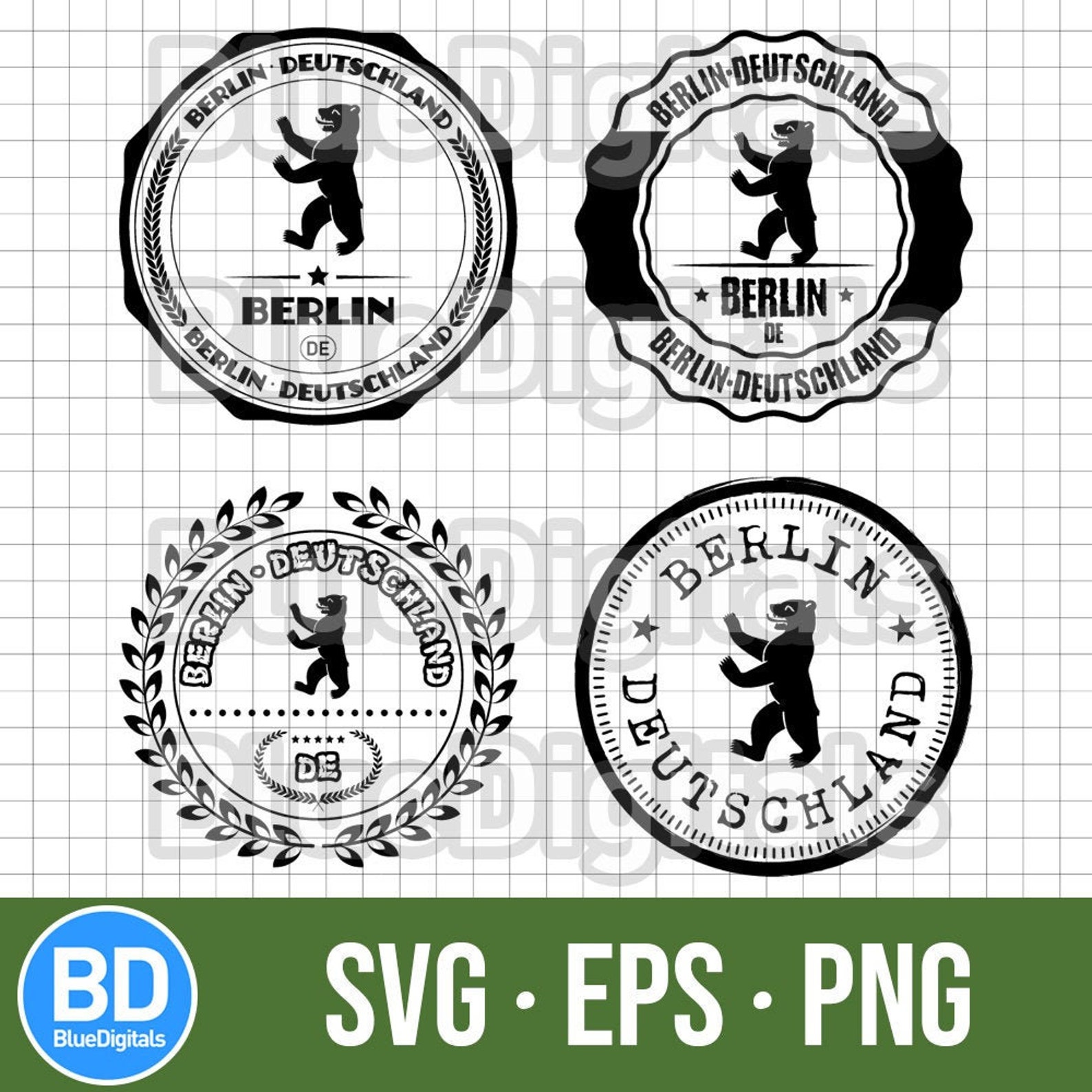 Berlin SVG Badges | EPS Vector Berlin Stamps | Berlin Germany PNG ...