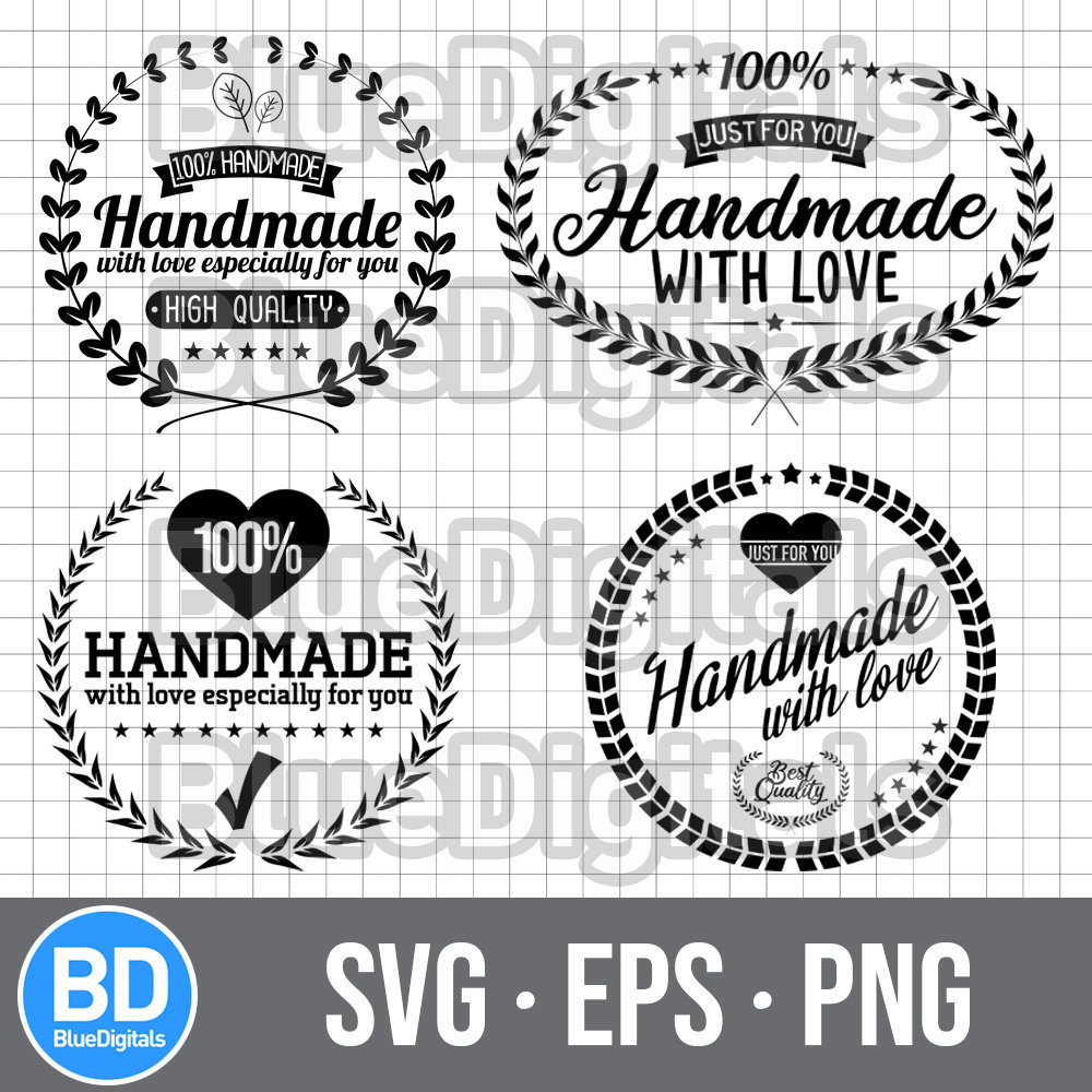 Handmade Icons SVG Handmade With Love EPS Vector Wreath Set of Handmade ...